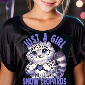 Snow Leopard T-shirt, Girl Who Loves Snow Leopards - Etsy
