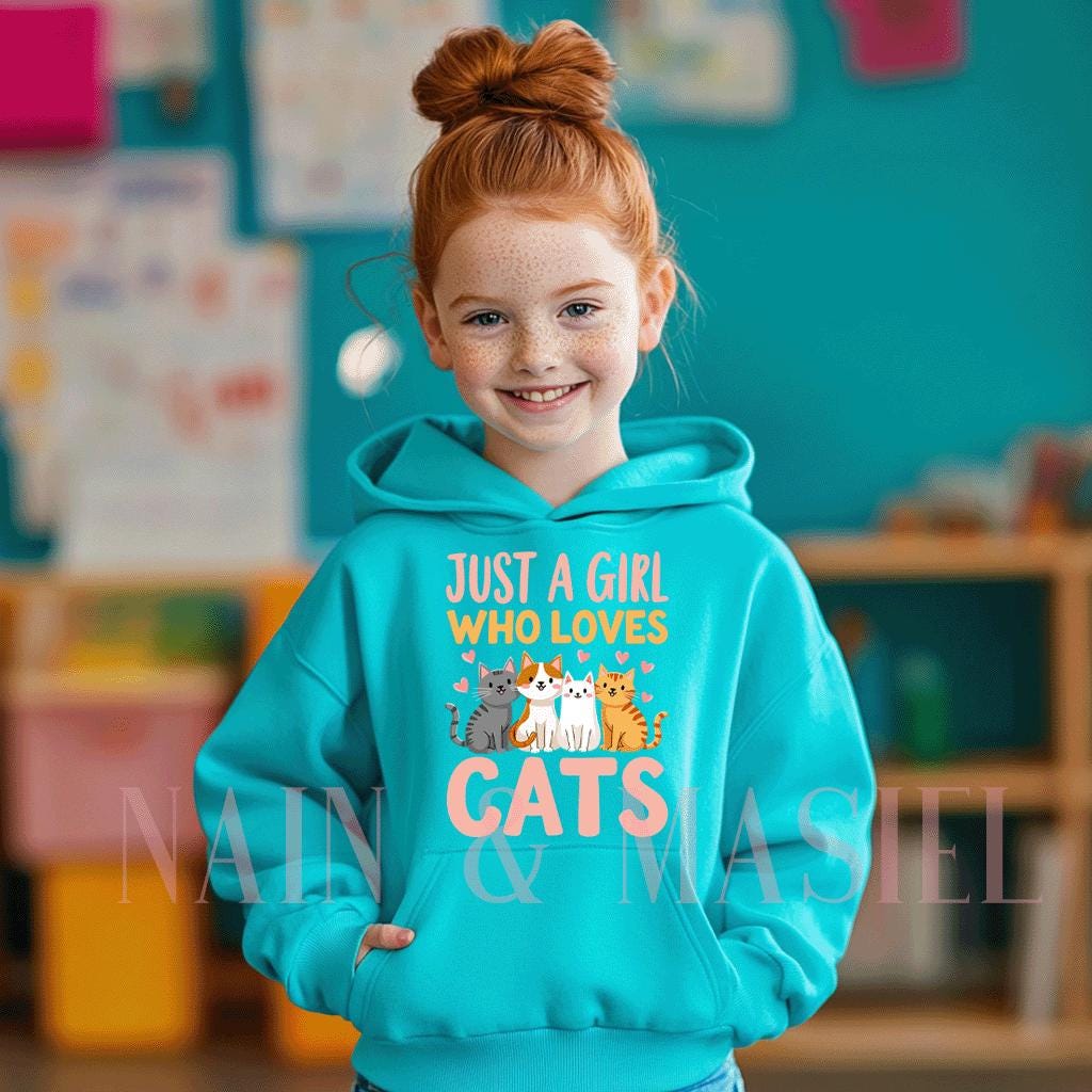 Girls Cat Hoodie, Girls Cat Shirt, Kitty Hoodie, Girls Cat Gifts ...