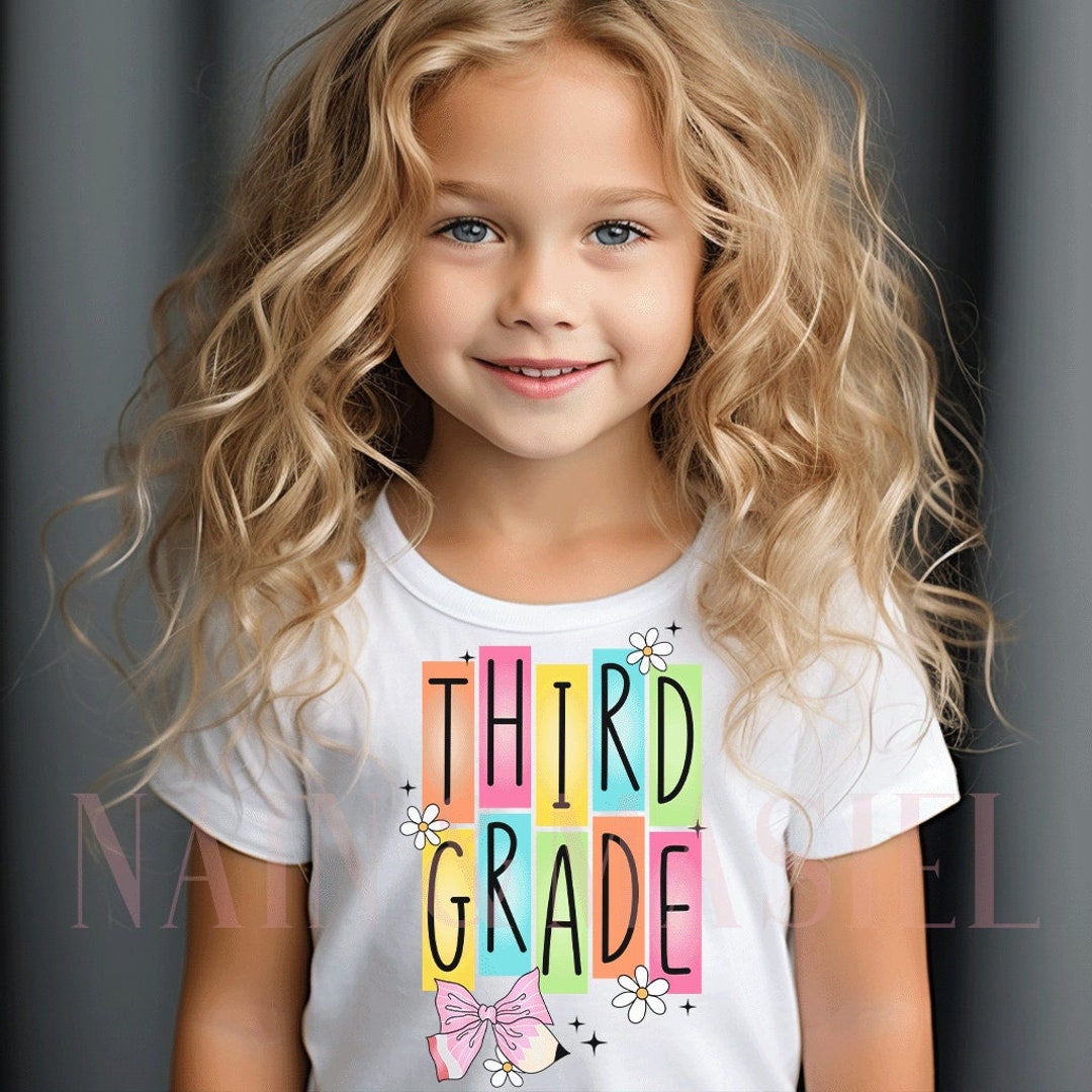 Girls 3rd Grade Shirt, Coquette School Shirt, Pencil Bow Shirt, Girly ...