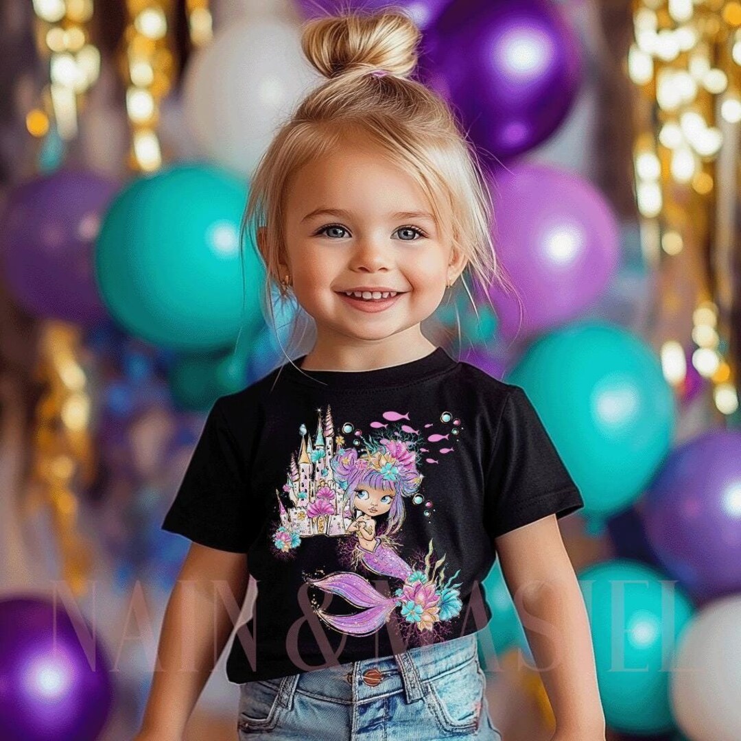 Girls Mermaid Shirt, Castle Mermaid, Princess Mermaid, Mermaid Birthday ...