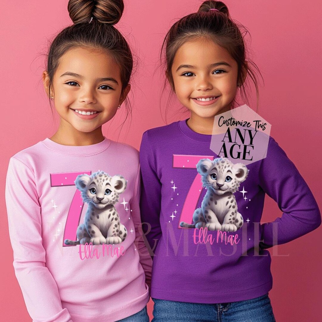Snow Leopard Birthday Shirt, Leopard Long Sleeve Shirt, Long Sleeve ...