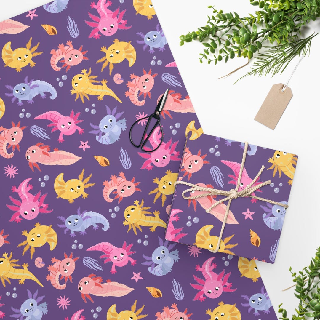 Axolotl Wrapping Paper, Axolotl Gift Wrap,axolotl Birthday Party ...