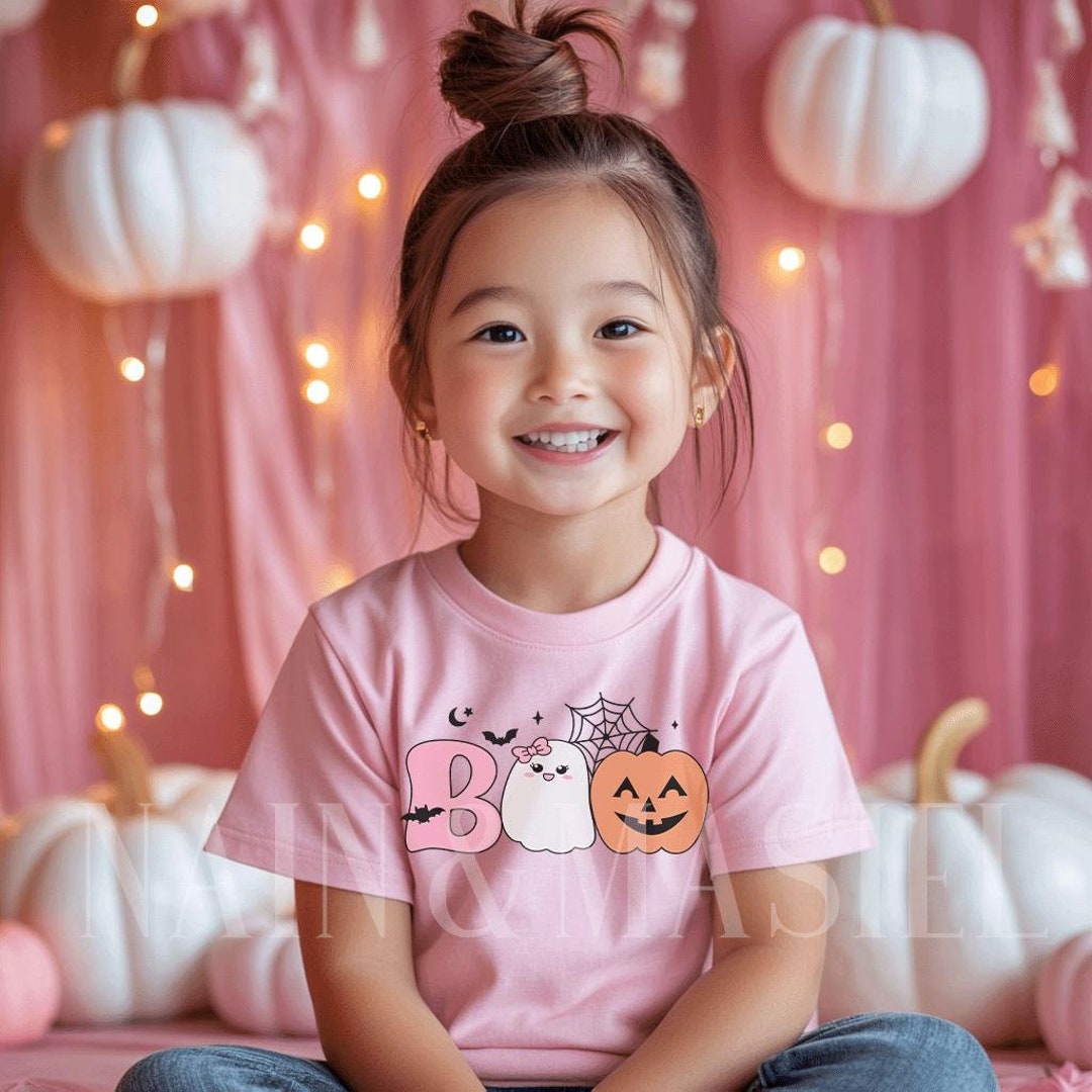 Girls Halloween BOO Shirt, Girl Ghost Shirt, Girls Pumpkin Shirt, Cute ...