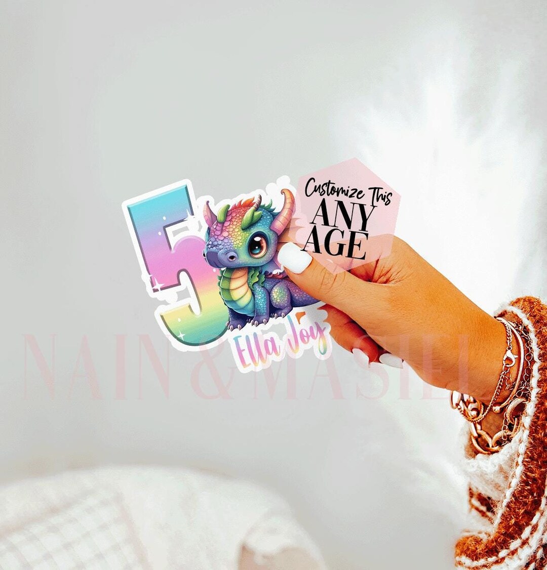 Rainbow Dragon Stickers, Dragon Birthday Girl, Dragon Party Favors ...