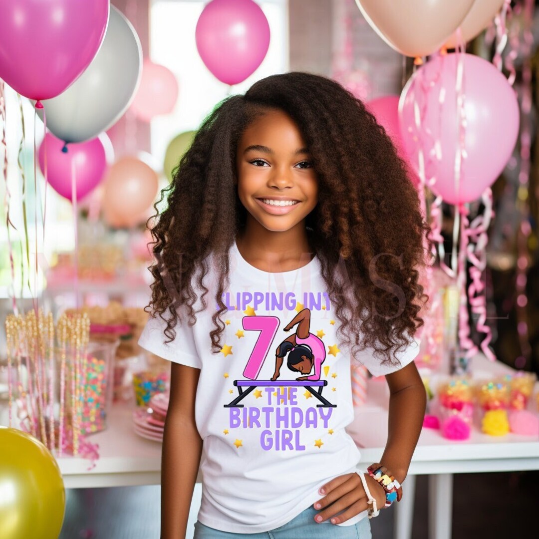 7th Birthday Shirt Girls, Gymnastics Birthday Shirt, Seven Girl ...