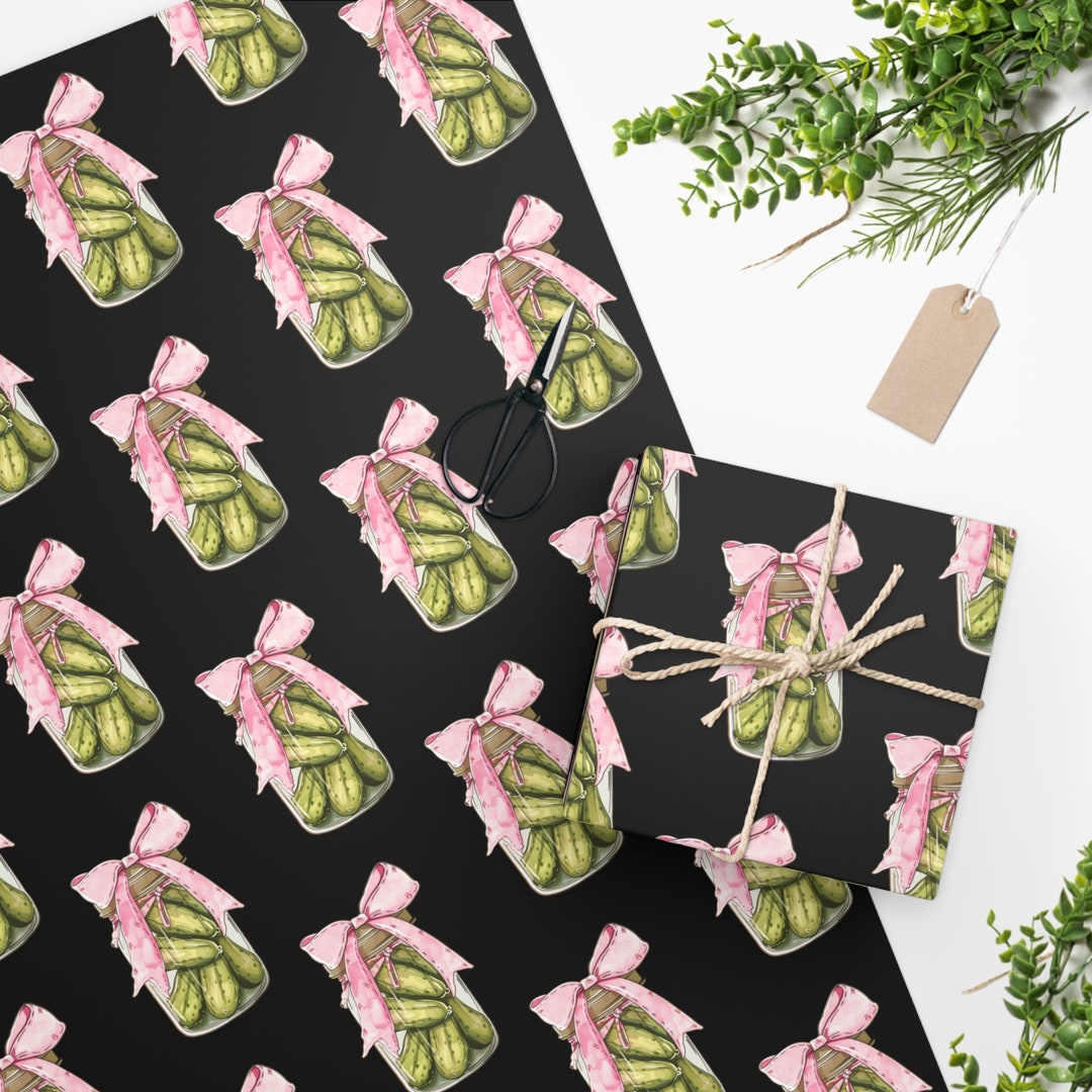 Pickle Wrapping Paper, Coquette Wrapping Paper, Pickle Gift Wrap, Soft ...