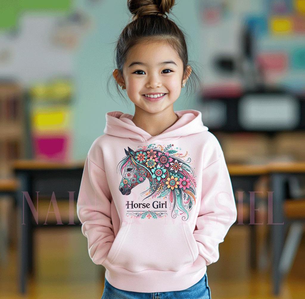 Girls Floral Horse Hoodie, Boho Equestrian Sweatshirt - Etsy