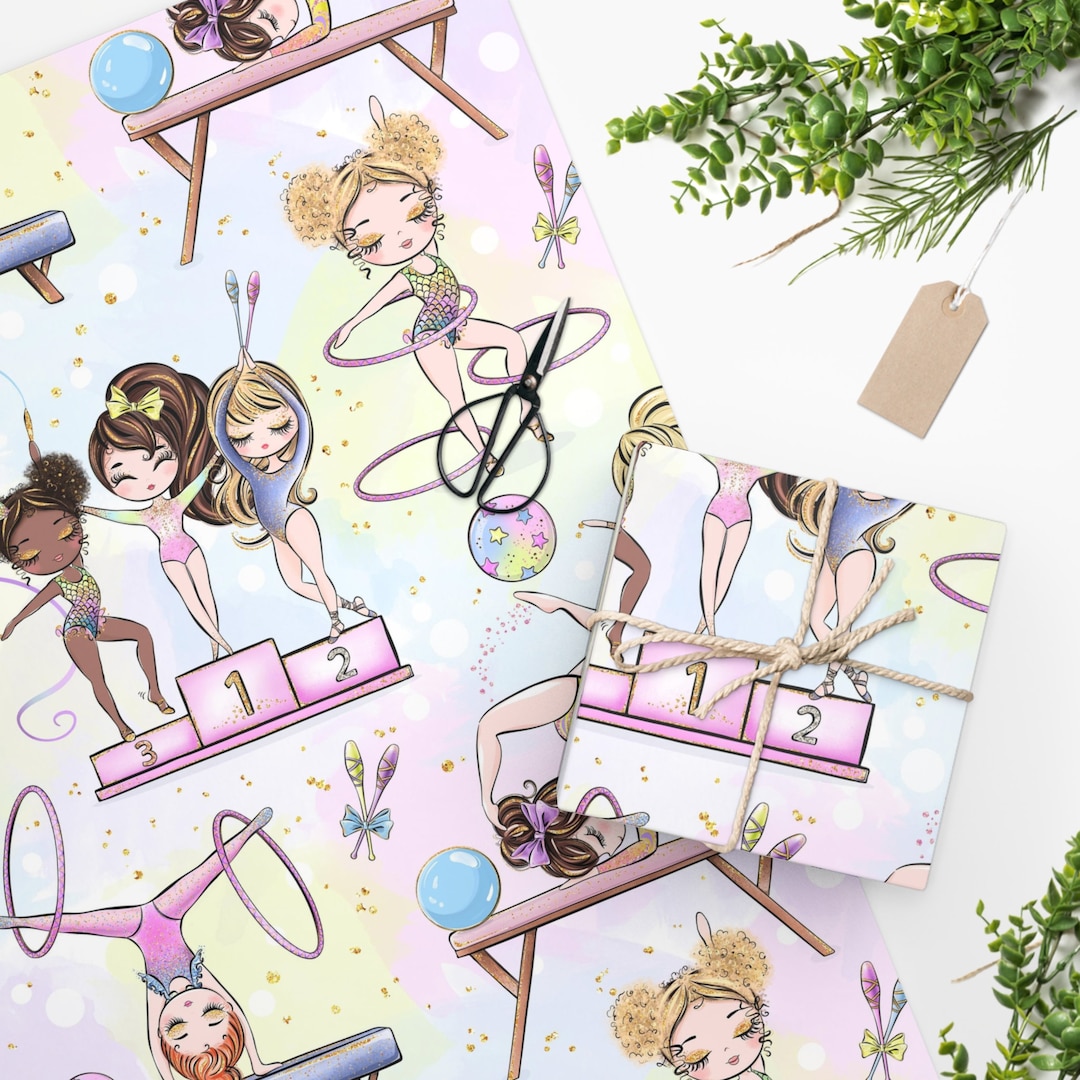 Gymnastics Wrapping Paper, Gymnastics Gift Wrap, Gymnastics Gift Bag ...