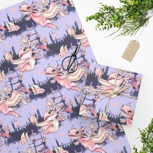 Axolotl Wrapping Paper, Axolotl Gift Wrap,axolotl Birthday Party ...