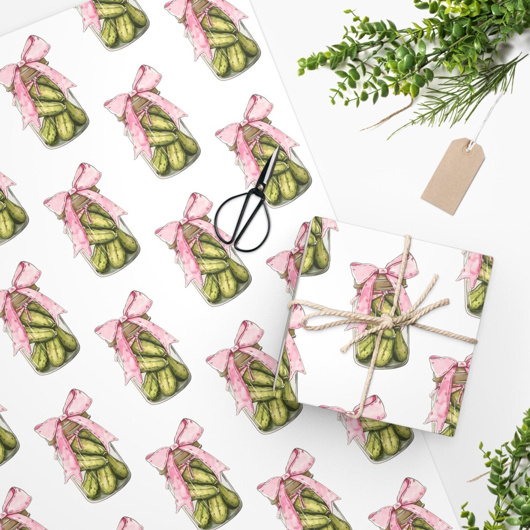 Pickle Wrapping Paper, Coquette Wrapping Paper, Pickle Gift Wrap, Soft ...