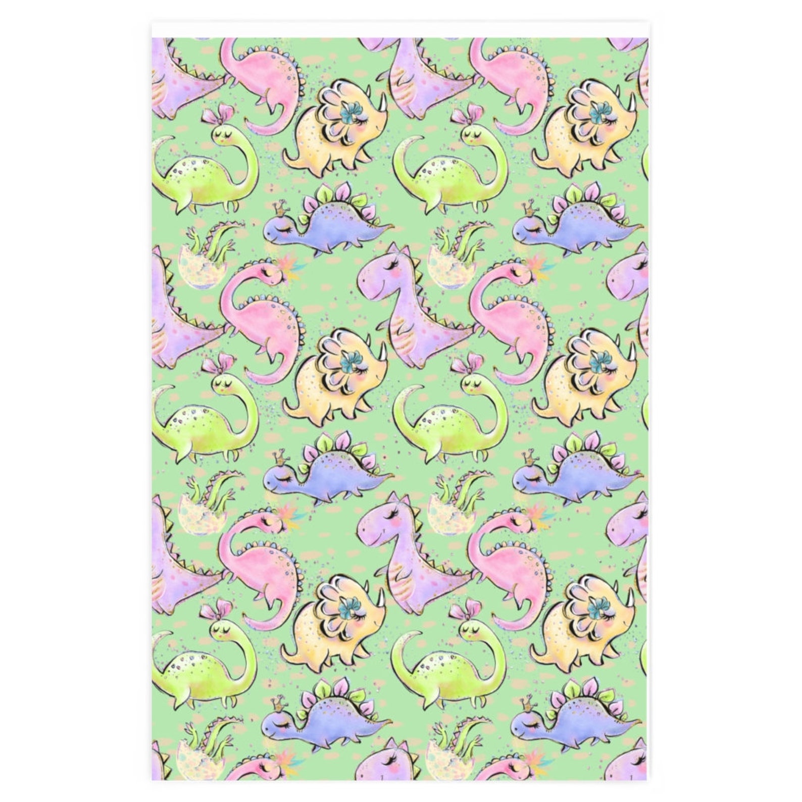 Girl Dinosaur Wrapping Paper Dino Girl Dinosaur Gifts - Etsy