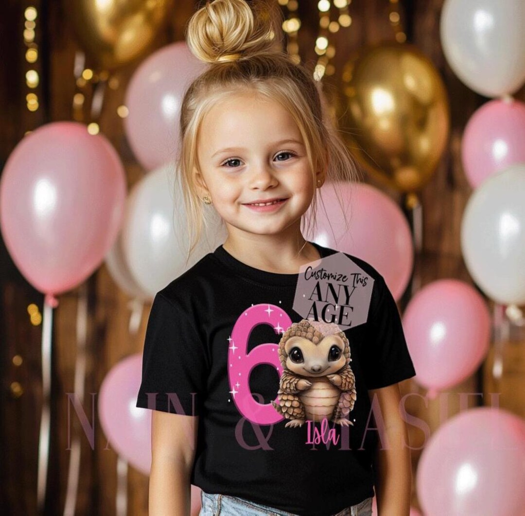Pangolin Birthday Shirt Girls, Birthday Girl Shirt, Girls Pangolin ...