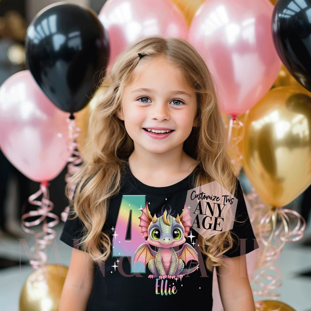 Girl Dragon Birthday Shirt, Birthday Girl Shirt, Girl Dragon, Dragon ...