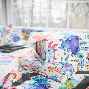 Axolotl Wrapping Paper, Axolotl Gift Wrap, Axolotl Birthday Party ...