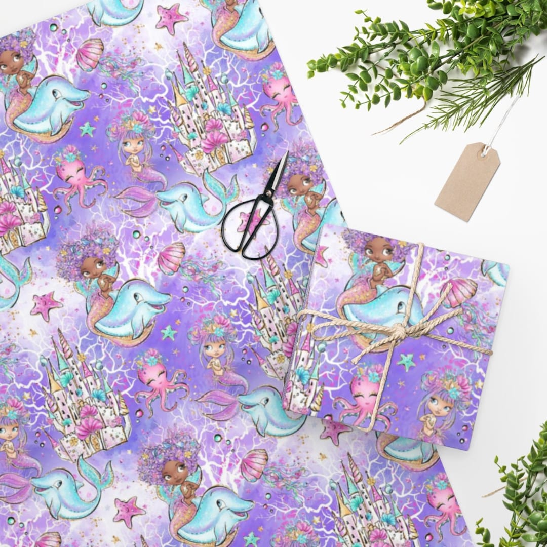 Mermaid Wrapping Paper, Mermaid Gift Wrap, Mermaid Birthday Party ...