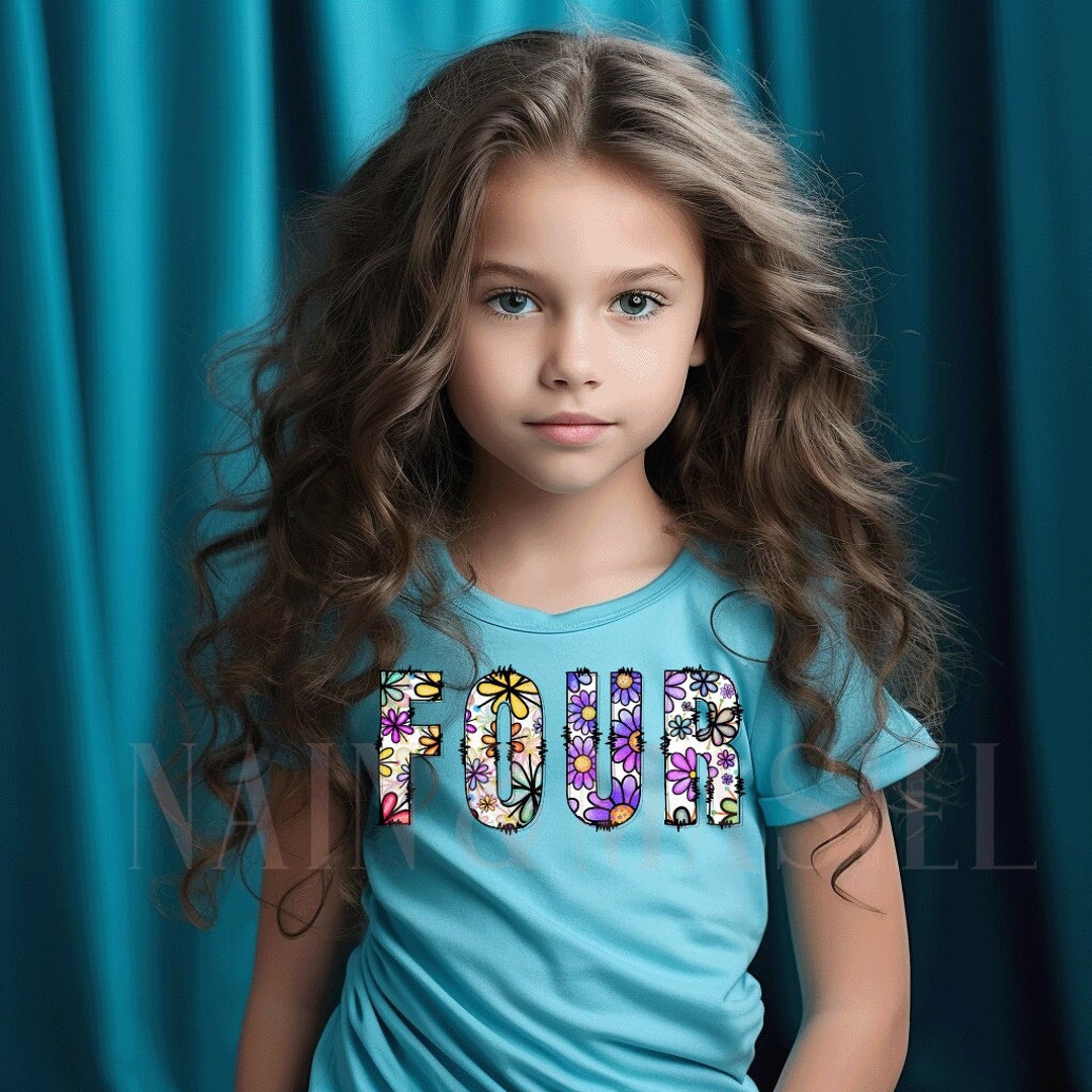 4th Birthday Shirt Floral Birthday Girl,four,4th Birthday Gift, Four ...