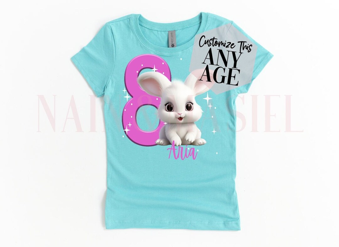 Rabbit Birthday Shirt, Custom Rabbit Shirt, Birthday Girl Shirt, Girls ...