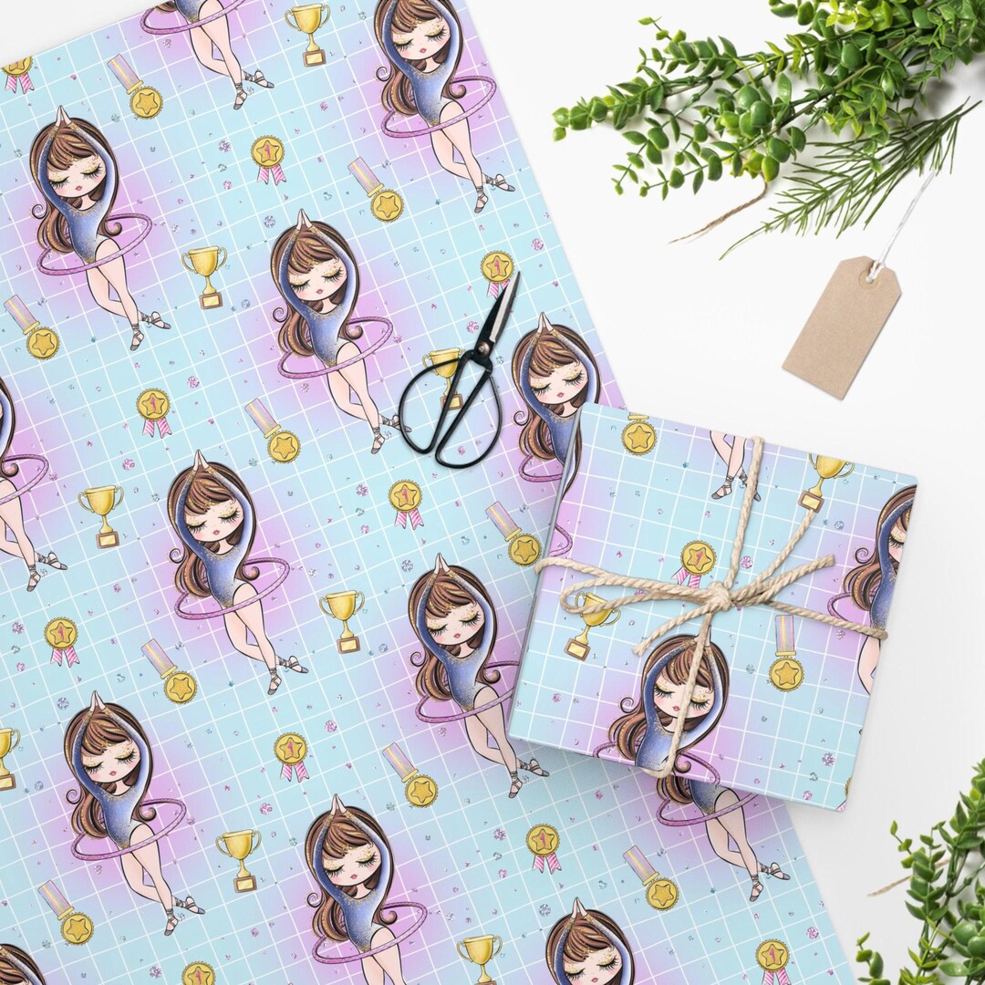 Gymnastics Wrapping Paper, Girls Gymnast Gifts Birthday Gift Wrap Comp ...