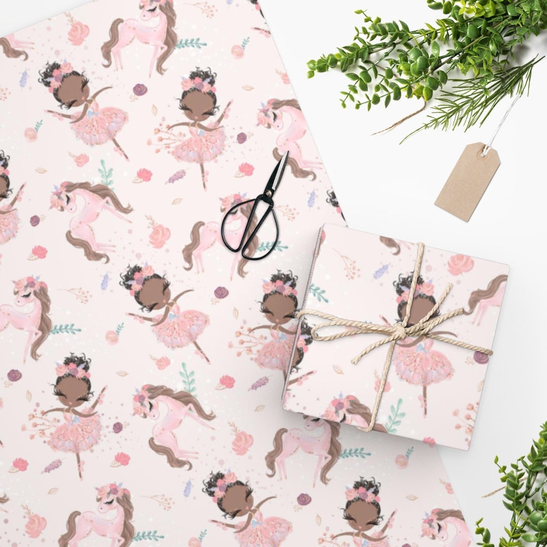 Black Ballerina Wrapping Paper, Black Ballet Dancer Gift Wrap, Ballet ...