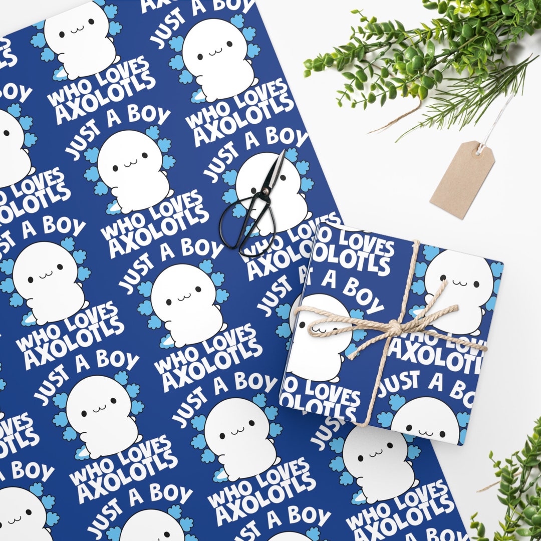 Boy Axolotl Wrapping Paper, Axolotl Gift Wrap, Axolotl Birthday ...