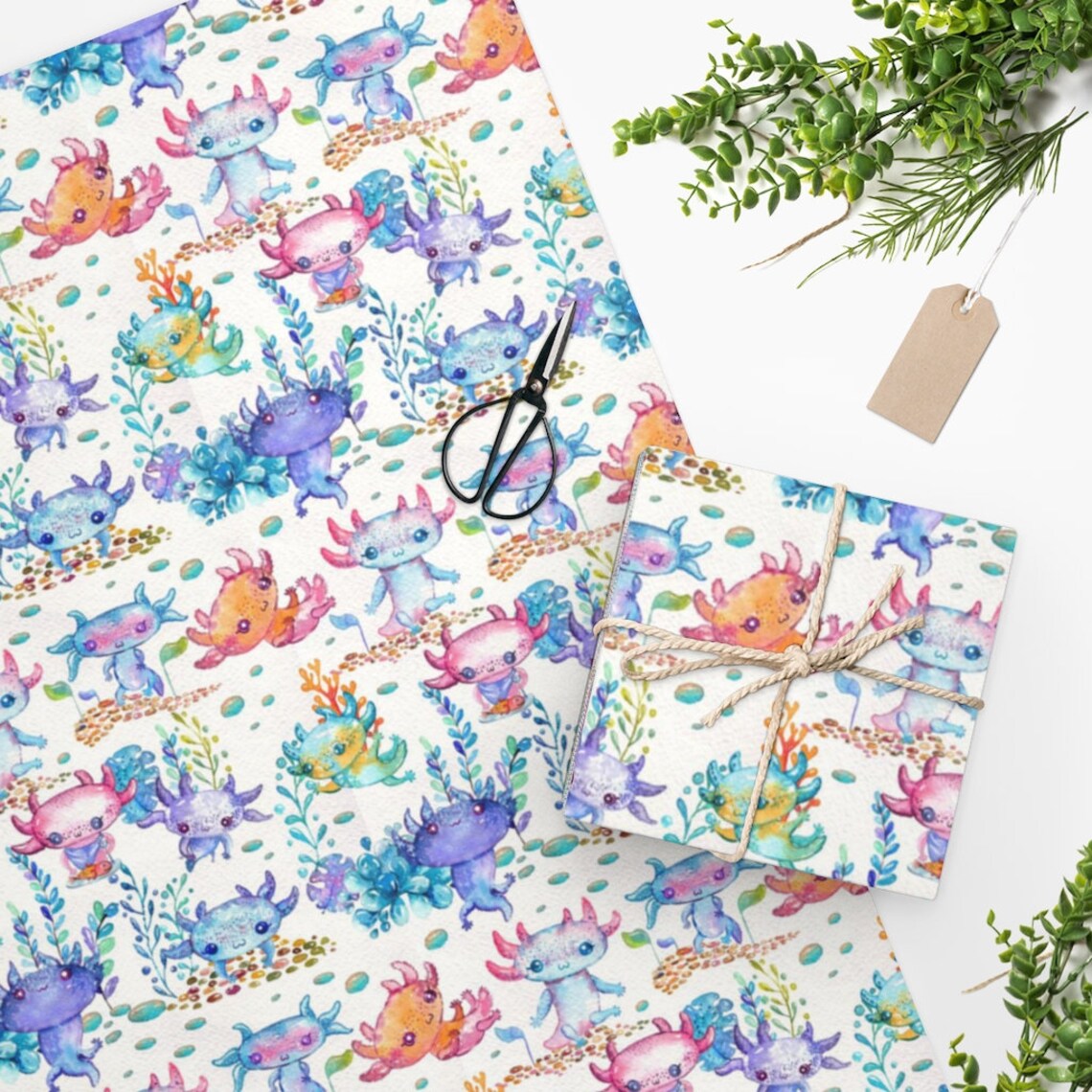 Axolotl Wrapping Paper Axolotl Gift Wrap Axolotl Birthday - Etsy
