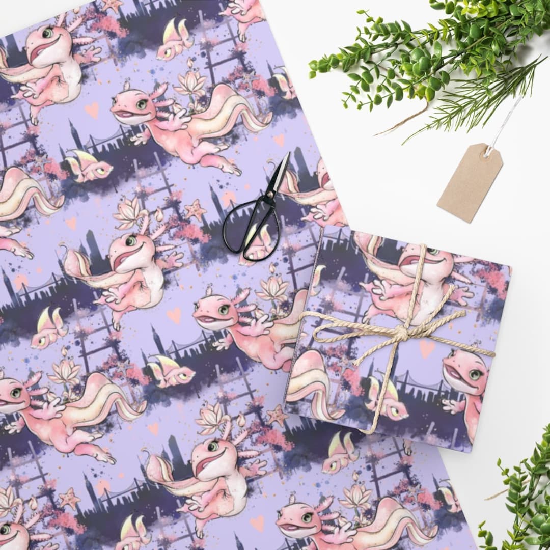Axolotl Wrapping Paper, Axolotl Gift Wrap,axolotl Birthday Party ...