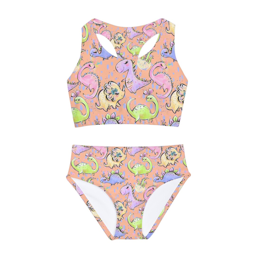 Girl Dinosaur Swimsuit, Girl Dinosaur Two Piece Swimwear, Girls Bathing ...