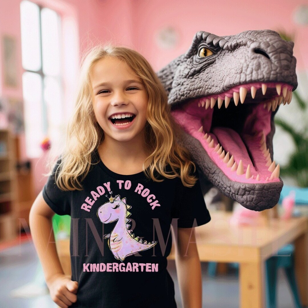 Girls Kindergarten Shirt Girl Dinosaur Princess First Day of School ...