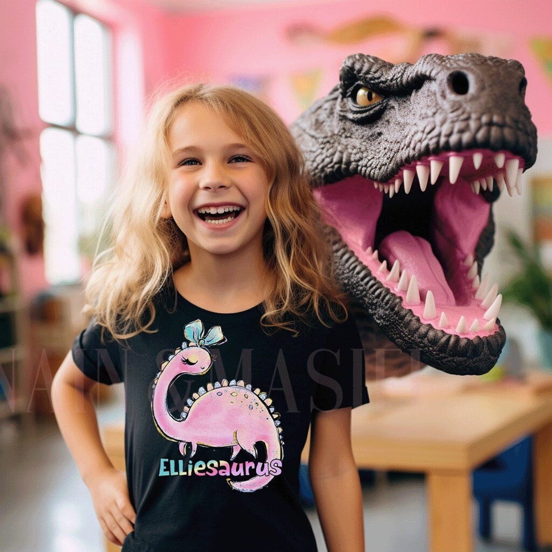 CUSTOM Girl Dinosaur Shirt, Dinosaur Name Shirts Kids, Girl Dinosaur ...