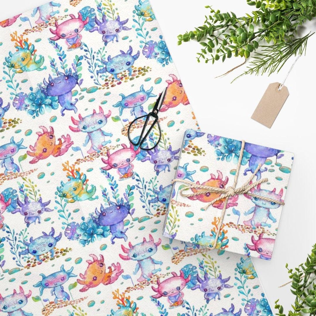 Axolotl Wrapping Paper, Axolotl Gift Wrap, Axolotl Birthday Party ...