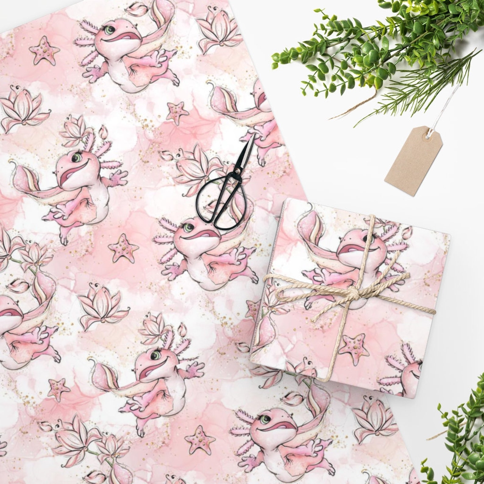 Axolotl Wrapping Paper Axolotl Gift Wrap Axolotl Birthday | Etsy