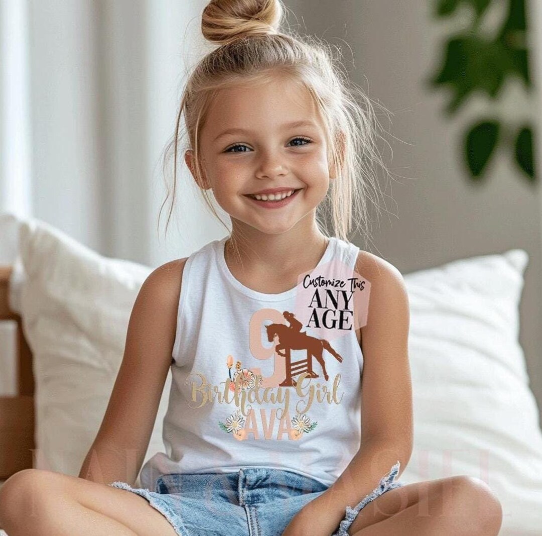 Girls Show Jumping Shirt, Birthday Girl Tank Top, Horse Tank Top,horse ...