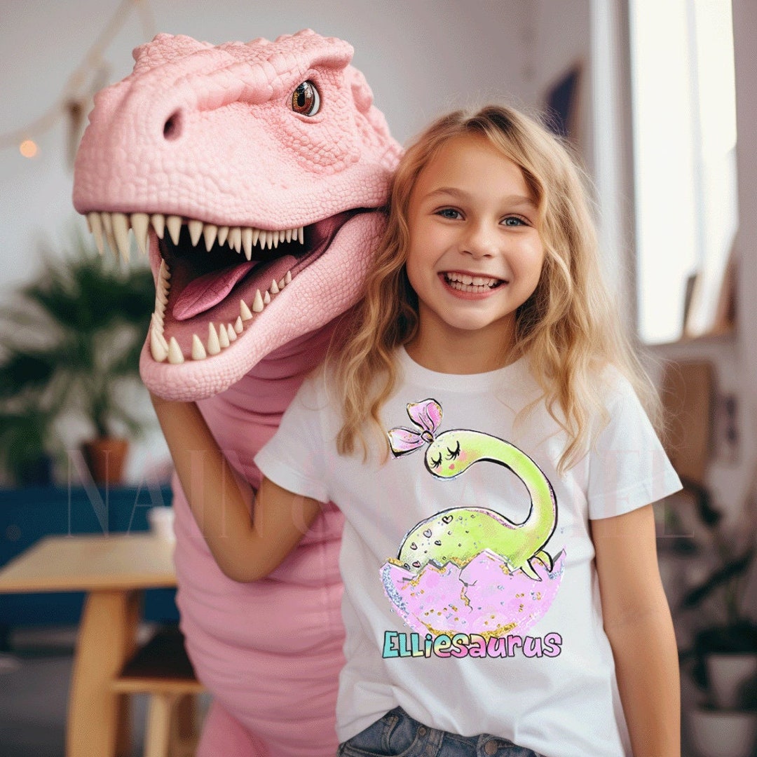 CUSTOM Girl Dinosaur Shirt, Dinosaur Name Shirts Kids, Girl Dinosaur ...