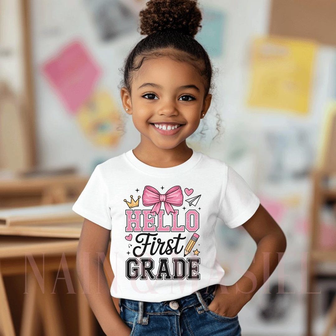 Girls First Grade Shirt, Coquette Bow 1st Grade Shirt, Girls 1st Day of ...