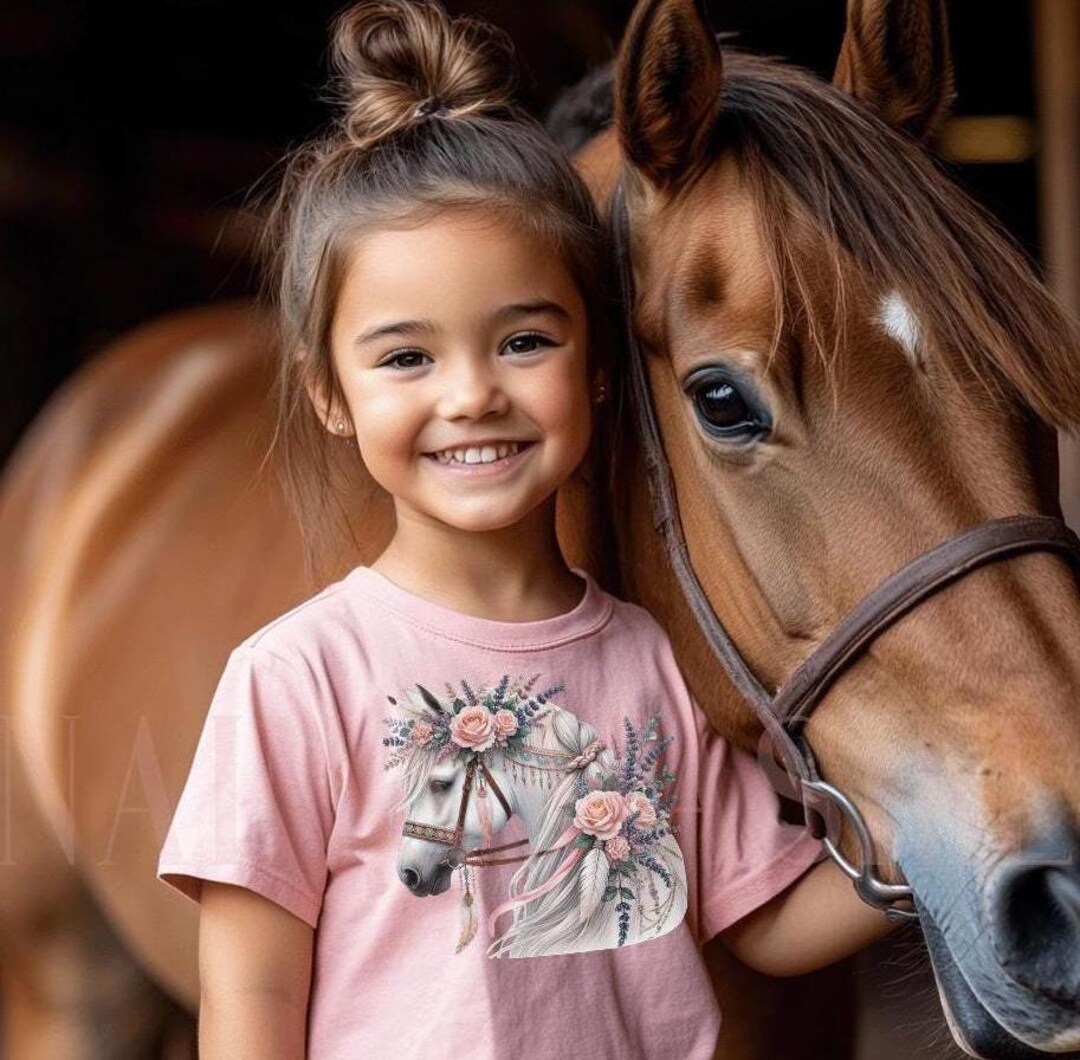 Boho Girls Horse Shirt, Floral Horse, Equestrian Shirt, Horse Gifts ...