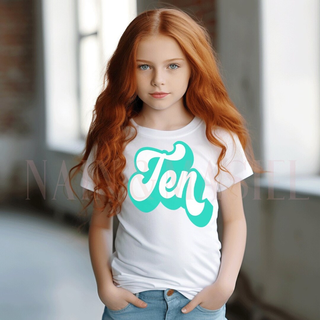 10th Birthday Shirt Retro Birthday Girl Double Digits Teal 10th ...