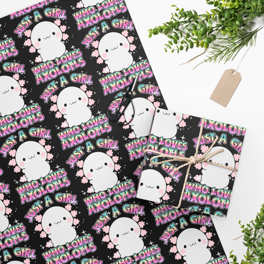 Girl Axolotl Wrapping Paper, Axolotl Gift Wrap, Axolotl Birthday ...