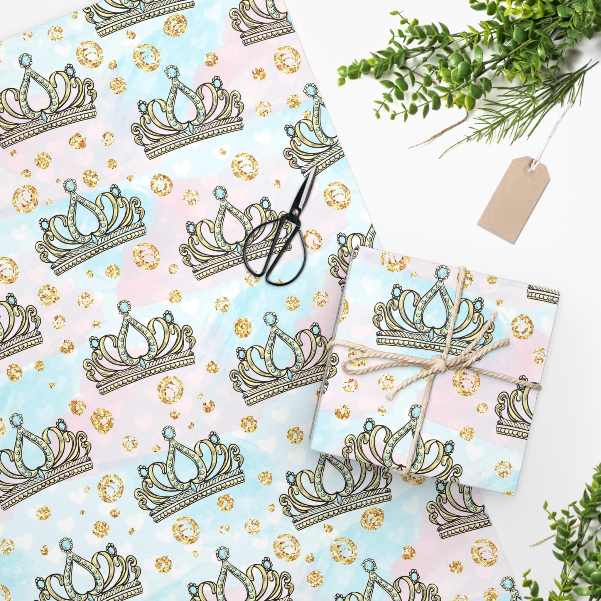 Princess Birthday Wrapping Paper, Birthday Tiara, Girls Birthday Gift ...