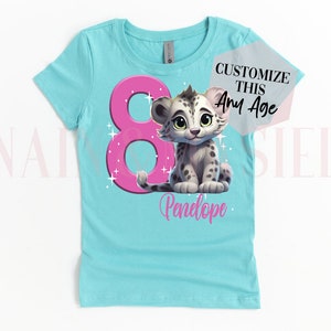 Cute Snow Leopard Birthday Shirt, Birthday Girl Shirt, Snow Leopard ...