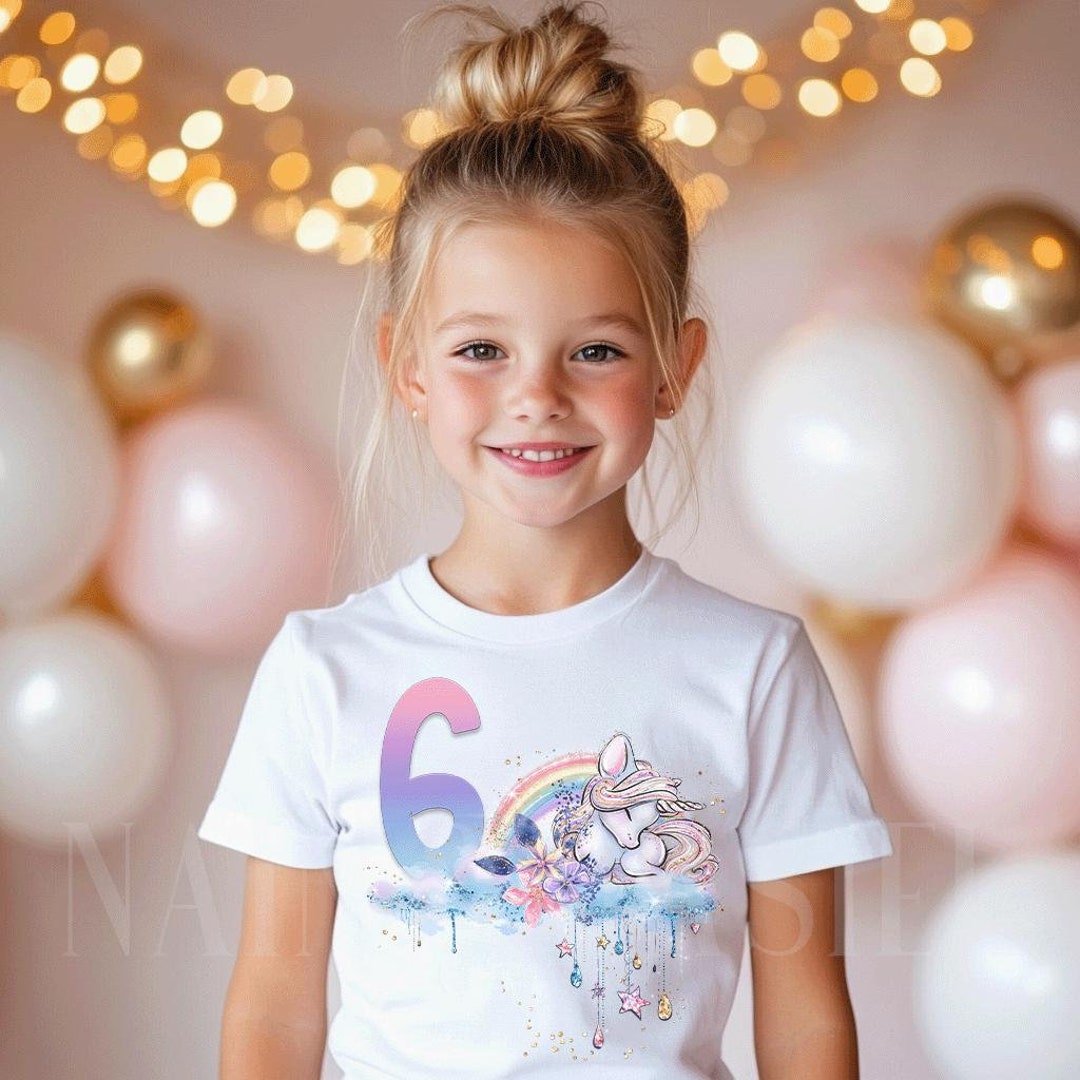 Unicorn 6th Birthday Shirt Kids Birthday Girl,six,6,6th Birthday Gift ...