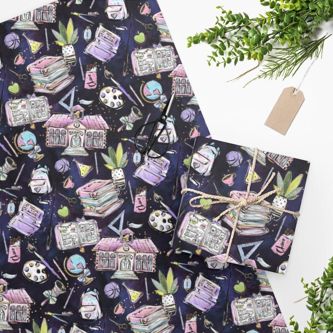 First Day of School Wrapping Paper, Back to School Gift Wrap Teachers ...