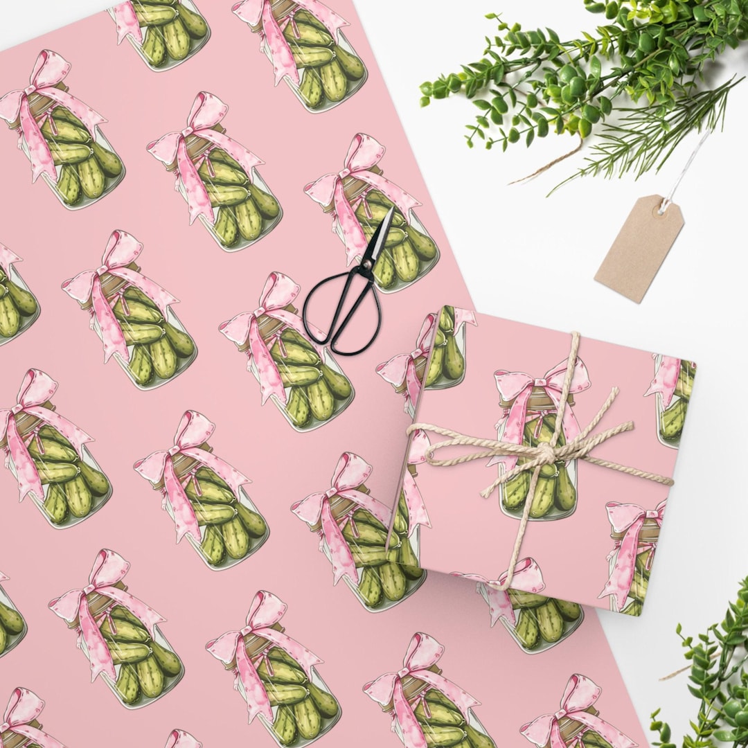 Pickle Wrapping Paper, Coquette Wrapping Paper, Pickle Gift Wrap, Soft ...