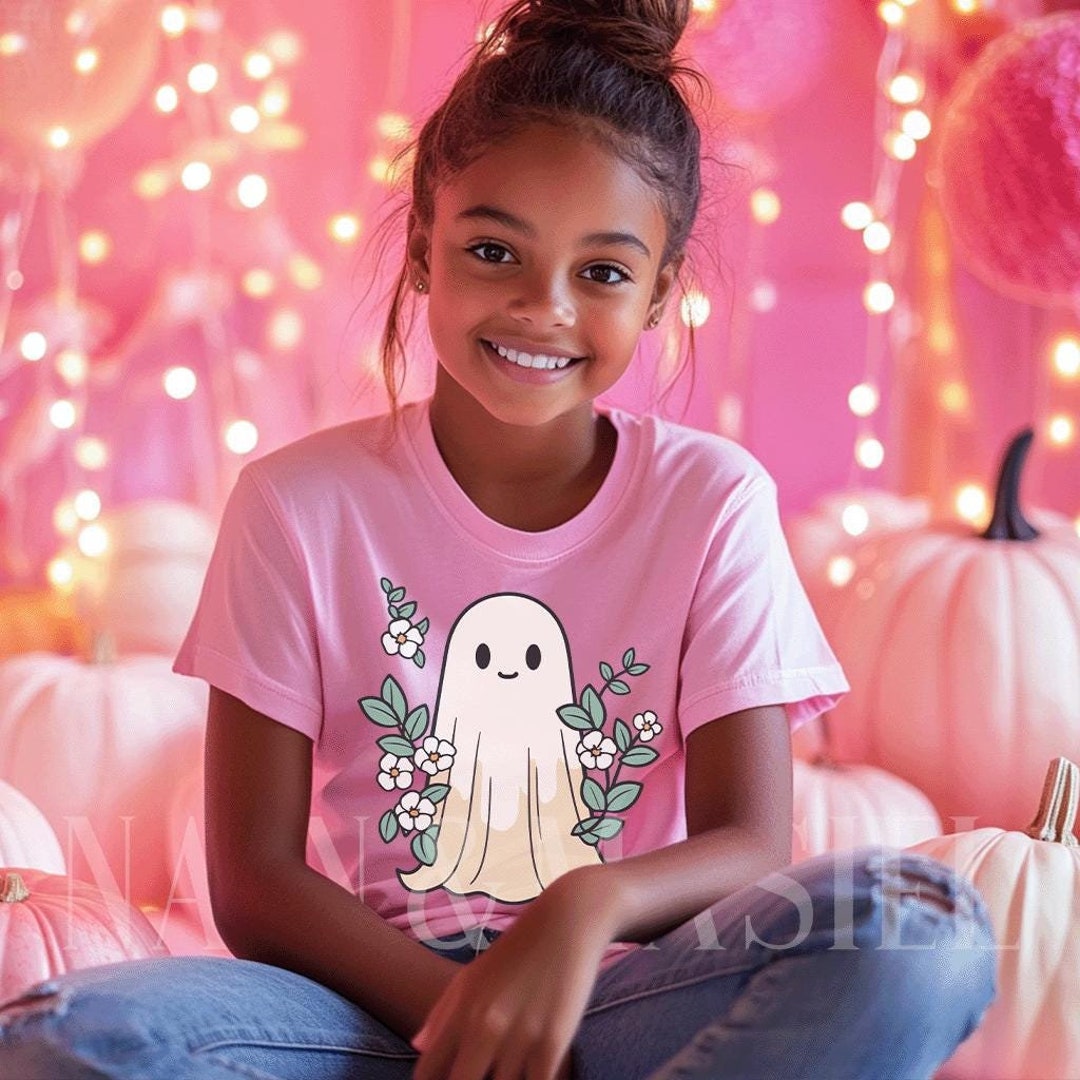 Girls Halloween Shirt, Ghost Plants, Spooky Shirt, Ghost Shirts, Pink ...