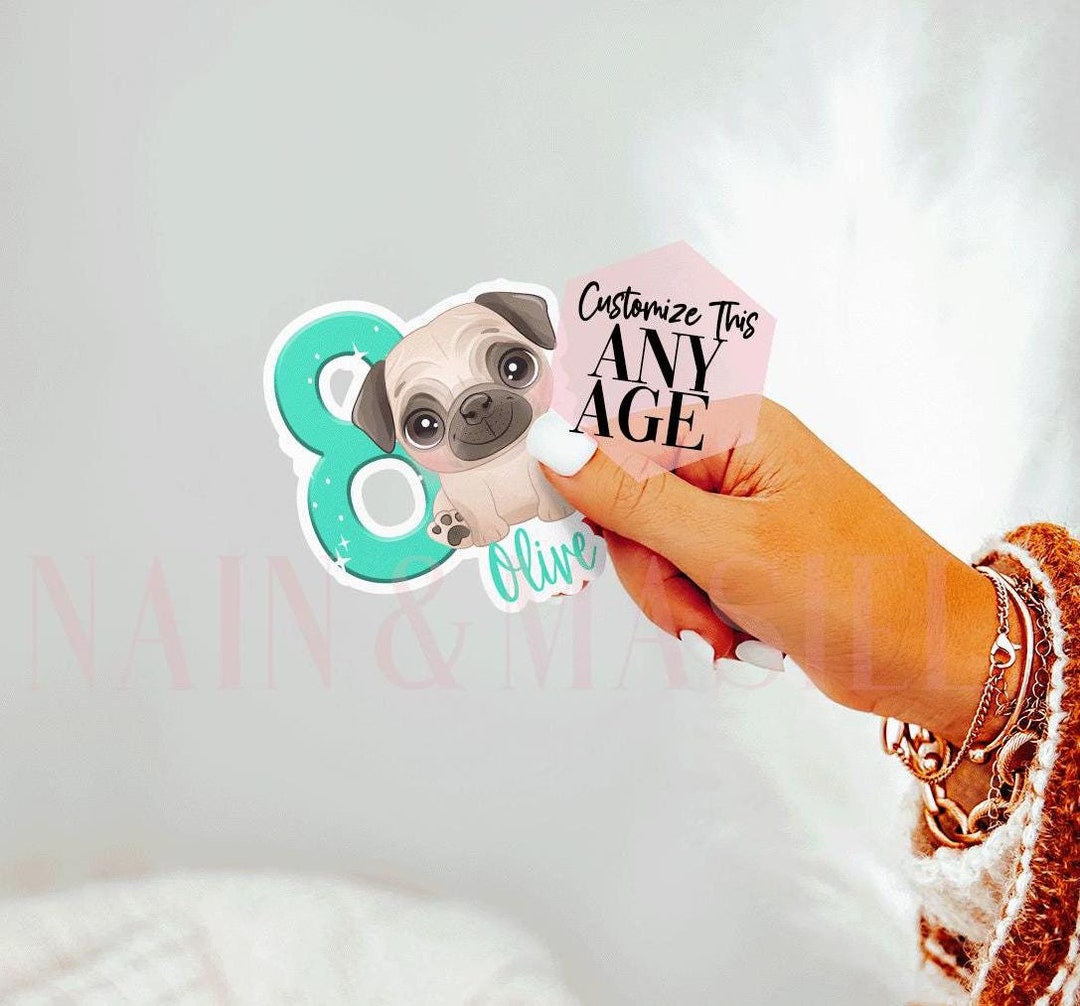 Pug Stickers, Pug Birthday, Custom Pug Dog, Pug Party Favors, Pug Mama ...