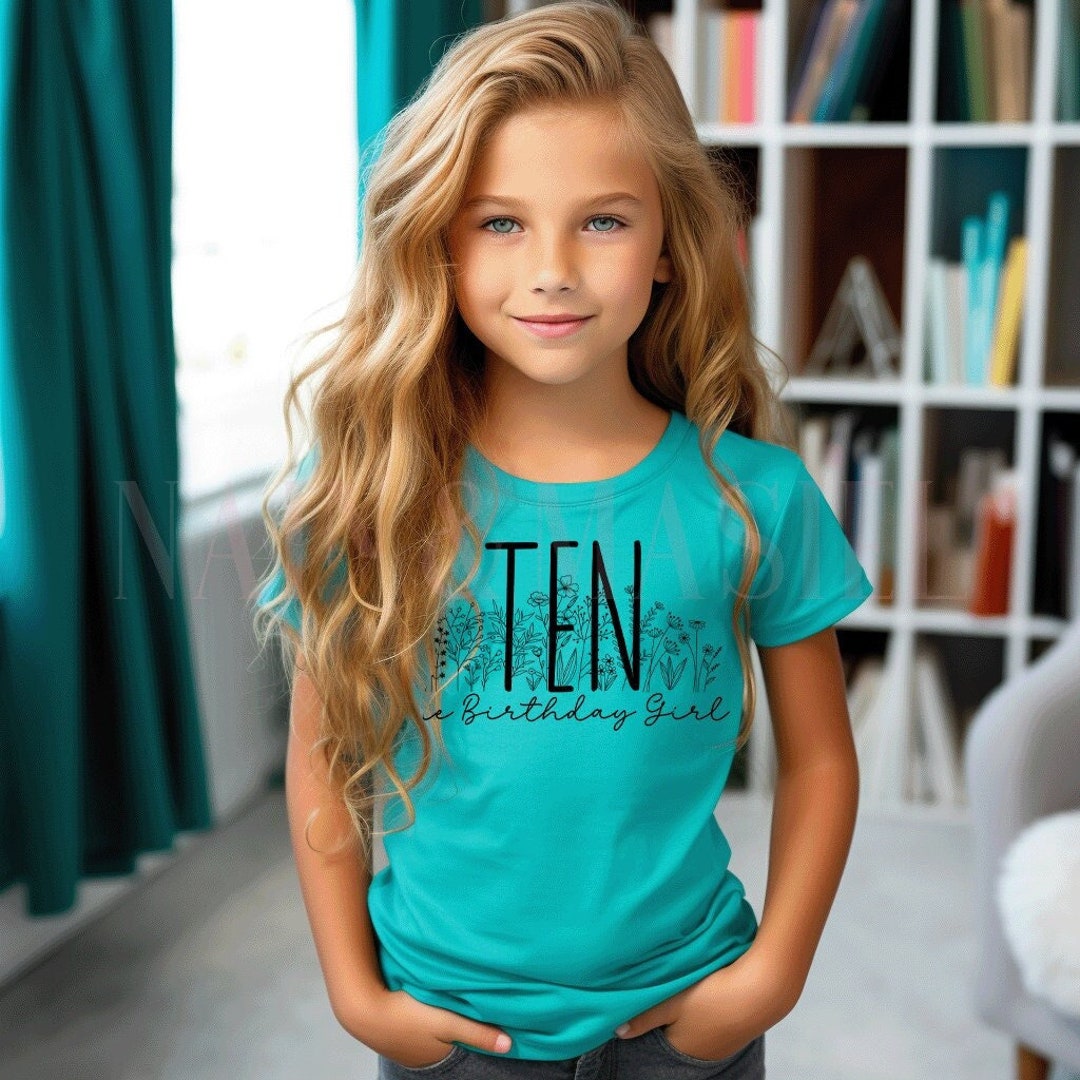 10th Birthday Girl Shirt Wildflower 10th Birthday Gift, Ten Birthday ...