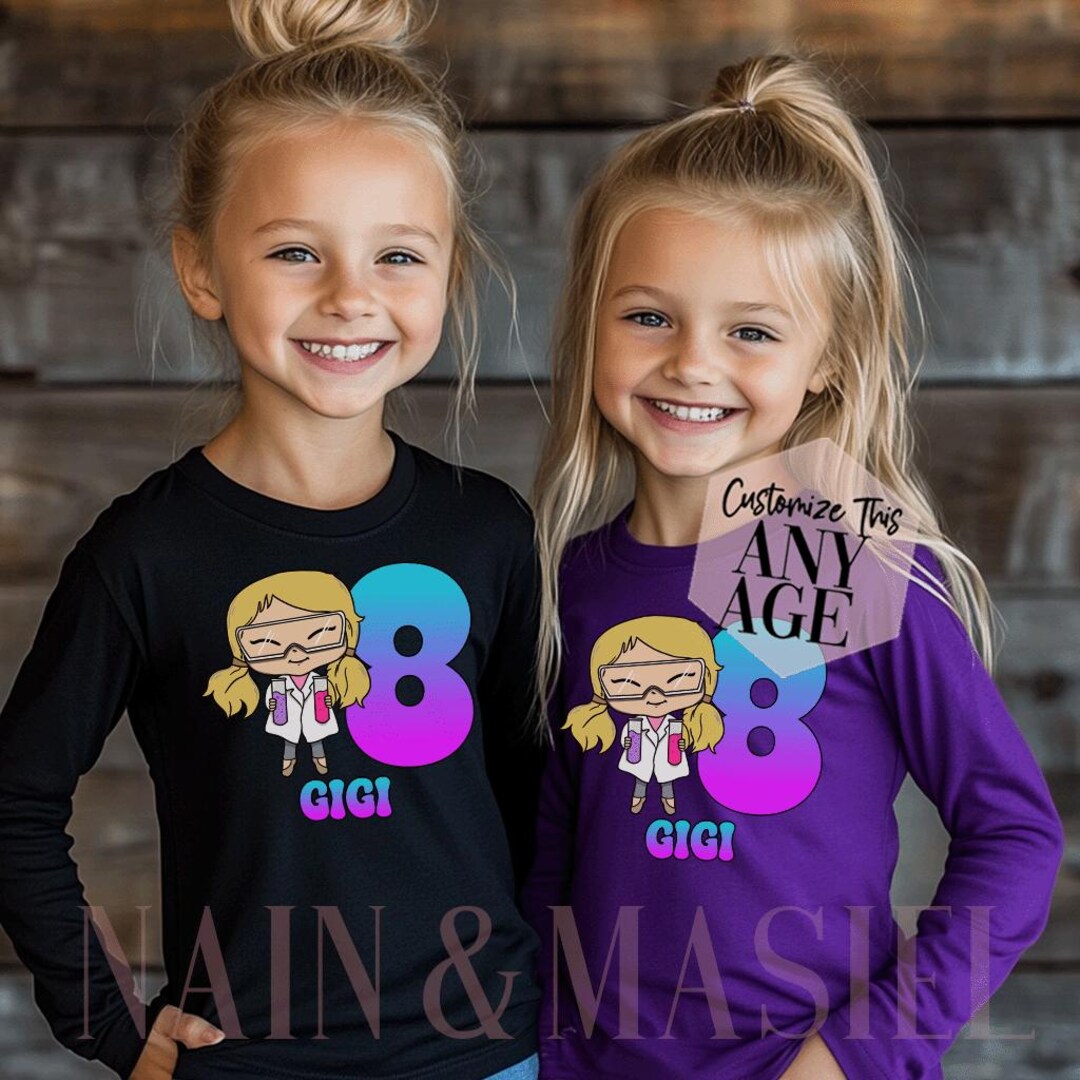 Blonde Girl Scientist Birthday Shirt,long Sleeve Birthday Girl Shirt ...