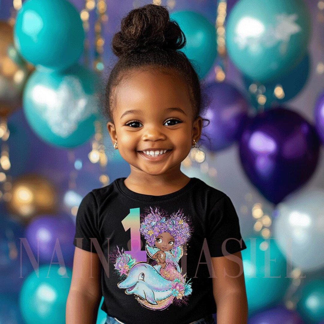 1st Birthday Shirt Black Mermaid,first Birthday Girl Outfit,1st ...