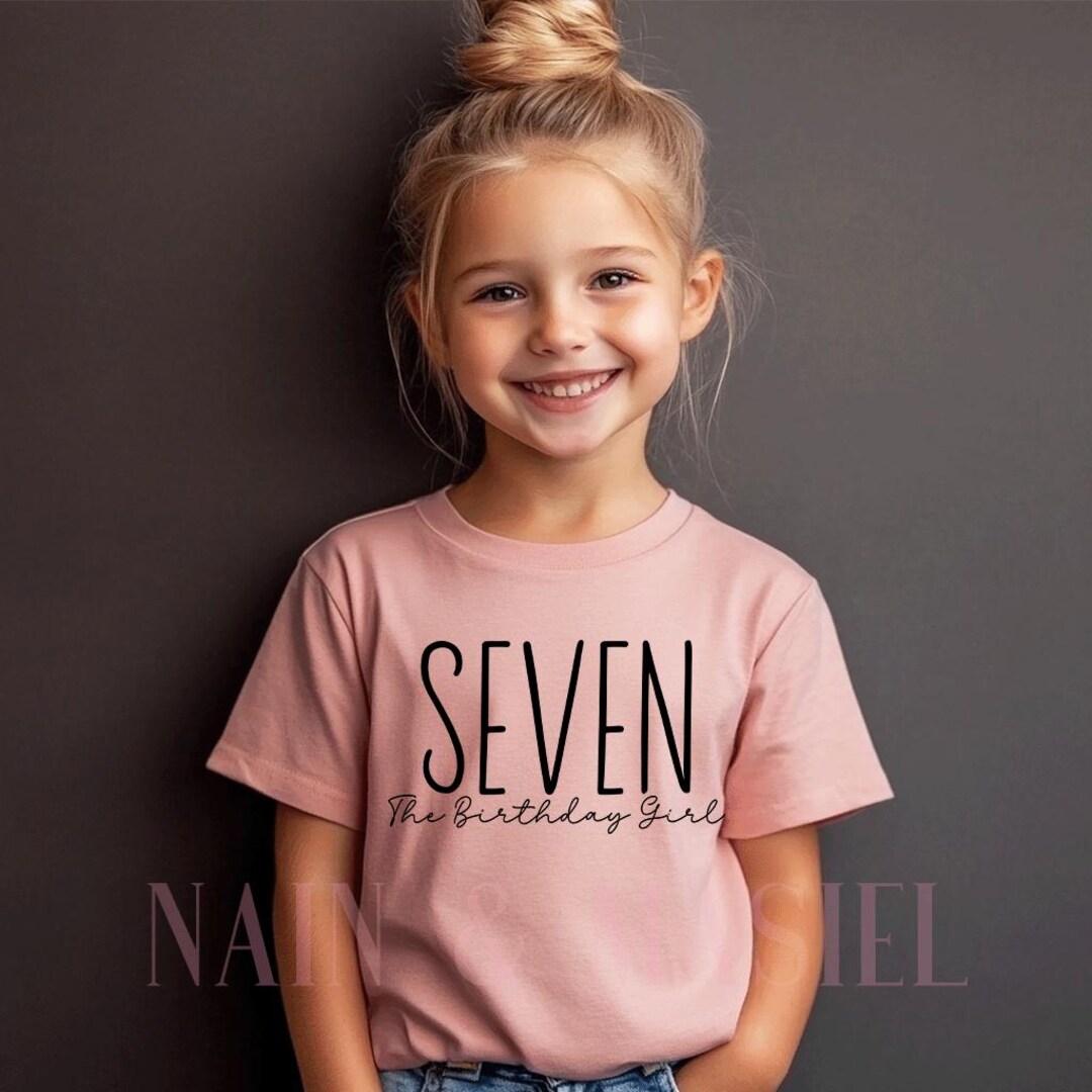 7th Birthday Girl Shirt Boho Minimal 7th Birthday Gift, Seven Birthday ...