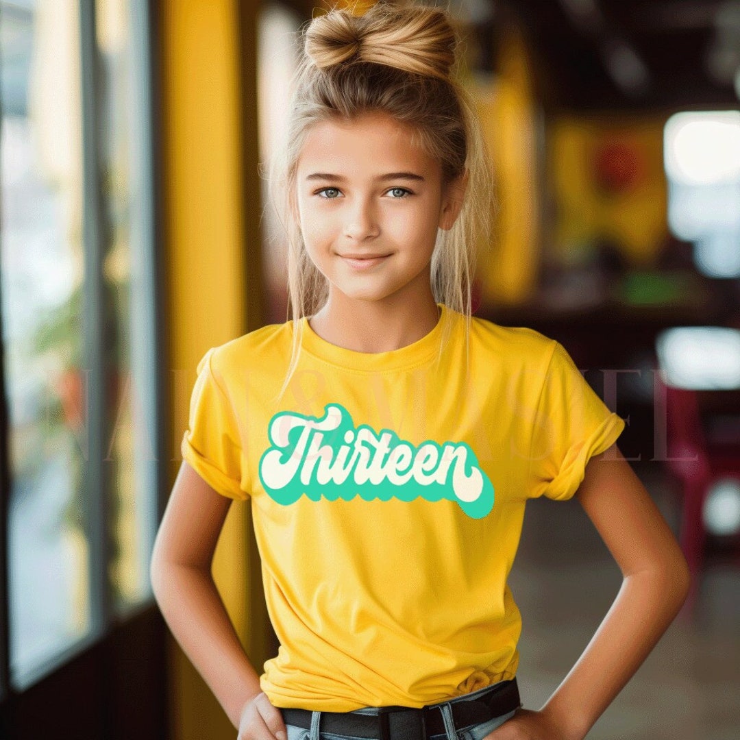 13th Birthday Girl Shirt Groovy Retro Teal Official Teenager,13th ...