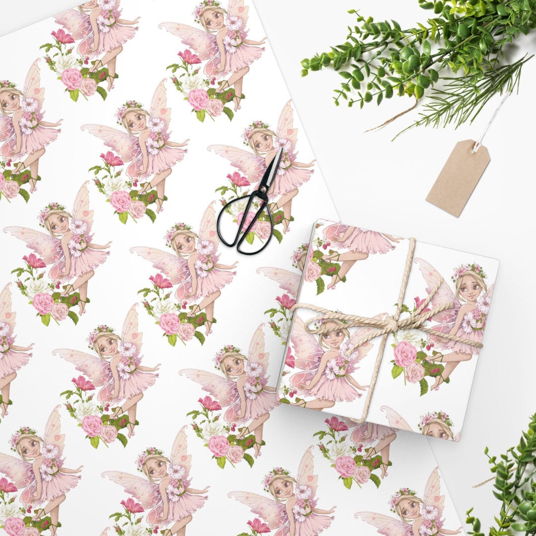 Fairy Wrapping Paper, Blonde Fairy Gift Wrap, Fairy Birthday, Fairy ...